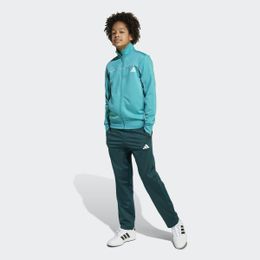 Trainingsanzug adidas Sportswear "J CP TR TS", Jungen, Gr. 152, weiß (pure teal, weiß), Obermaterial: 100% Polyester, Sportanzüge