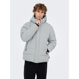 Only & Sons Steppjacke ONLY & SONS "ONSCAYSON PUFFA OTW NOOS", Herren, Gr. L, mirage gray, Web, Obermaterial: 100% Polyester, unifarben, regular fit normal, Rippbündchen, Jacken