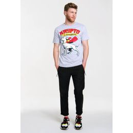 T-Shirt logoshirt "Superdog - Krypto - DC Comics", Herren, Gr. XS, grau (grau, meliert), 95% Baumwolle, 5% Viskose, bedruckt, normal, Rundhals, Shirts T-Shirt, mit coolem Retro-Motiv