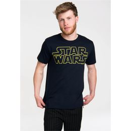 T-Shirt logoshirt "Krieg der Sterne - Logo", Herren, Gr. L, blau, 100% Baumwolle, bedruckt, normal, Rundhals, Shirts T-Shirt, mit Star Wars-Schriftzug