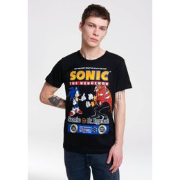 T-Shirt logoshirt "Sonic", Damen, Gr. XL, schwarz, 100% Baumwolle, bedruckt, mehrfarbig, normal, Rundhals, Shirts T-Shirt, mit lizenzierten Originaldesign