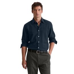 Marc O'Polo Businesshemd MARC O'POLO, Herren, Gr. L, N-Gr, multi, schwarz navy, Web, Obermaterial: 100% Baumwolle, 2-Knopf-Manschette, Hemden, sanft meliert