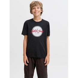Jack & Jones T-Shirt JACK & JONES JUNIOR "JJURBAN TEE SS CREW NECK JNR", Jungen, Gr. 152, schwarz, Single Jersey, Obermaterial: 100% Baumwolle, bedruckt, regular fit normal, Rundhals, Shirts