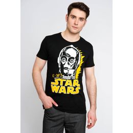 T-Shirt logoshirt "C-3PO", Herren, Gr. M, schwarz, 100% Baumwolle, bedruckt, normal, Rundhals, Shirts T-Shirt, mit C-3PO-Print