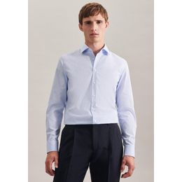 Businesshemd Seidensticker "Schwarze Rose", Herren, Gr. M (40), normale &Auml;rmell&auml;ngen, blau, 100% Baumwolle, gestreift, tailored fit, 2-Knopf-Manschette, Hemden, Shaped 1/1 Kentkragen Gestreift