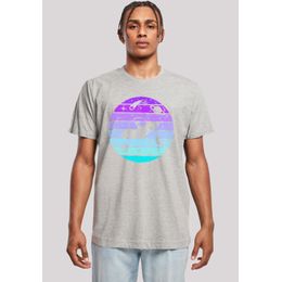 T-Shirt F4NT4STIC "Retro Alien Weltraum Sonnenuntergang", Herren, Gr. XS, grau (erdgrau), Obermaterial: 100% Baumwolle, regular fit, Rundhals, ohne Bündchen, Shirts, Premium Qualität