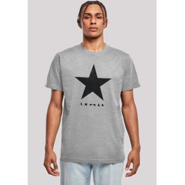 T-Shirt F4NT4STIC "David Bowie Star Logo", Herren, Gr. 3XL, grau (erdgrau), Obermaterial: 100% Baumwolle, regular fit, Rundhals, ohne Bündchen, Shirts, Print