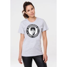 T-Shirt logoshirt "Le Gendarme de Saint-Tropez", Damen, Gr. XS, grau (grau, meliert), 95% Baumwolle, 5% Viskose, bedruckt, meliert, normal, Rundhals, Shirts T-Shirt, mit coolem Print
