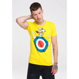 T-Shirt logoshirt "Peanuts - Snoopy Pilot", Damen, Gr. L, gelb, 100% Baumwolle, bedruckt, normal, Rundhals, Shirts T-Shirt, mit lizenziertem Print