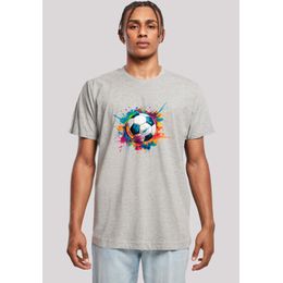 T-Shirt F4NT4STIC "Bunte Fußball Grafik", Herren, Gr. 3XL, grau (erdgrau), Obermaterial: 100% Baumwolle, regular fit, Rundhals, ohne Bündchen, Shirts, Premium Qualität