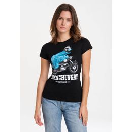 T-Shirt logoshirt "Sesamstra&szlig;e - Kr&uuml;melmonster Motorrad", Damen, Gr. M, schwarz, 100% Baumwolle, bedruckt, unifarben, normal, Rundhals, Shirts T-Shirt, mit lizenziertem Print
