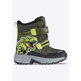 Winterboots Lotto, Jungen, Gr. 33, olive, grün, Synthetik, Textil, Schuhe, Winterschuhe, Winterstiefel, wasserdicht & mit Blinkfunktion