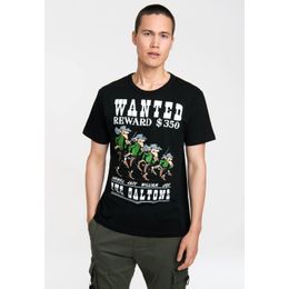 T-Shirt logoshirt "Lucky Luke - The Daltons - Wanted", Damen, Gr. M, schwarz, 100% Baumwolle, bedruckt, normal, Rundhals, Shirts T-Shirt, mit coolem Retro-Druck