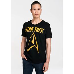 T-Shirt logoshirt "Star Trek Logo", Damen, Gr. L, schwarz, 100% Baumwolle, bedruckt, mehrfarbig, normal, Rundhals, Shirts T-Shirt, mit Star Trek-Logo