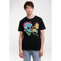 T-Shirt logoshirt "Rick & Morty - Eyeball Skull", Herren, Gr. L, schwarz, 100% Baumwolle, bedruckt, normal, Rundhals, Shirts, mit lizenziertem Print