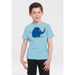 T-Shirt logoshirt "Sendung mit der Maus - Elefant T&ouml;r&ouml;", M&auml;dchen, Gr. 140, blau (hellblau), 100% Baumwolle, unifarben, normal, Rundhals, Shirts T-Shirt, mit coolem Print