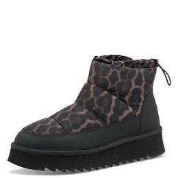 Tamaris Damen Winterboots, Gr. 36schwarz, leo, Lederimitat, Textil, animal-print, Schuhe, Plateau, Snowboots, Outdoorschuh, Schnellverschluss am