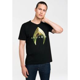 T-Shirt logoshirt "Aquaman", Damen, Gr. XL, schwarz, 100% Baumwolle, bedruckt, normal, Rundhals, Shirts T-Shirt, mit coolem Fan-Print