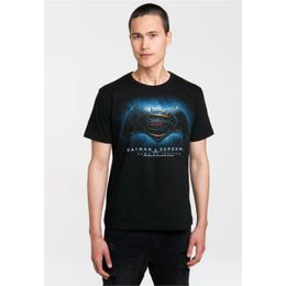 T-Shirt logoshirt "Batman v Superman - Dawn of Justice", Herren, Gr. L, schwarz, 100% Baumwolle, bedruckt, normal, Rundhals, Shirts, mit coolem Frontdruck