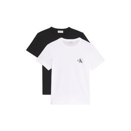 T-Shirt Calvin Klein Jeans "A- Logo CN 2 Pack Tee", Damen, Gr. XXS (34), schwarz (schwarz, weiß), Single Jersey, Obermaterial: 100% Baumwolle, unifarben, regular fit normal, Rundhals, eingesetzt abgesteppte Kante, Shirts, Mit Rundhalsausschnitt