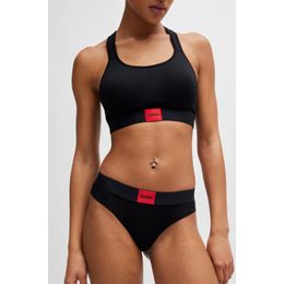 Slip HUGO UNDERWEAR "BRIEF RED LABEL", Damen, Gr. L (40), schwarz (schwarz001), Jersey, Obermaterial: 93% Baumwolle, 7% Elasthan, unifarben, körpernah, Unterhosen, mit elastischem Logobund
