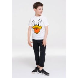 T-Shirt logoshirt "Disney &ndash; Donald Duck", M&auml;dchen, Gr. 116, wei&szlig; (altwei&szlig;), 100% Baumwolle, bedruckt, normal, Rundhals, Shirts T-Shirt, mit lizenziertem Design