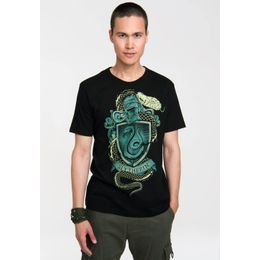 T-Shirt logoshirt "Slytherin Logo", Damen, Gr. XS, schwarz, 100% Baumwolle, bedruckt, normal, Rundhals, Shirts T-Shirt, mit coolem Frontdruck