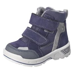 Lauflernschuh Pepino BY RICOSTA "Janne 50 WMS: weit", Kinder, Gr. 25, blau, grau, Lederimitat, Veloursleder, Schuhe, Klettstiefel, Winterboots mit Sympatex, Größenschablone zum Download