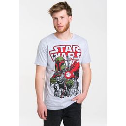 T-Shirt logoshirt "Boba Fett - Krieg der Sterne", Damen, Gr. XXL, grau, 95% Baumwolle, 5% Viskose, bedruckt, normal, Rundhals, Shirts T-Shirt, mit kultigem Frontprint