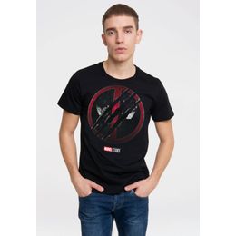 T-Shirt logoshirt "Marvel - Deadpool & Wolverine", Herren, Gr. L, schwarz, 100% Baumwolle, unifarben, normal, Rundhals, Shirts, mit coolem Frontprint