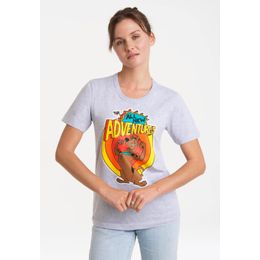 T-Shirt logoshirt "Scooby Doo", Damen, Gr. 5XL, grau (grau, meliert), 95% Baumwolle, 5% Viskose, bedruckt, normal, Rundhals, Shirts T-Shirt, mit lizenziertem Print