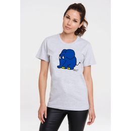 T-Shirt logoshirt "Sendung mit der Maus - Elefant", Damen, Gr. L, grau (grau, meliert), 100% Baumwolle, unifarben, normal, Rundhals, Shirts T-Shirt, mit coolem Print