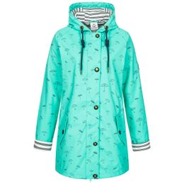 Regenjacke ANKERGLUT "Friesennerz WIZZARD PEAK WOMEN UMBR", Damen, Gr. 34 (XS), blau (t&uuml;rkis), Obermaterial: 100% Polyurethan; Futter: 100% Polyester, figurumspielend, gerader Abschluss mit Druckknopf, Jacken Regenjacke, auch in Gro&szlig;en Gr&ouml;&szlig;en erh&auml;ltlich