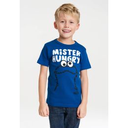 T-Shirt logoshirt "Mister Hungry", Mädchen, Gr. 92/98, blau, 100% Baumwolle, bedruckt, normal, Rundhals, Shirts, mit tollem Frontprint