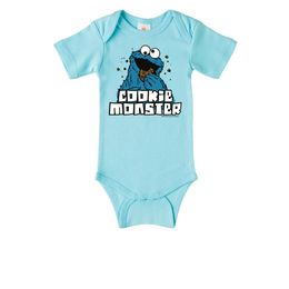 Body logoshirt, Jungen, Gr. 62/68, EURO-Gr&ouml;&szlig;en, blau (hellblau), 100% Baumwolle, bedruckt, normal, Rundhals, Bodys Body, Sesamstra&szlig;e mit Druckkn&ouml;pfen