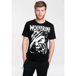 T-Shirt logoshirt "Wolverine", Herren, Gr. XS, schwarz, 100% Baumwolle, bedruckt, mehrfarbig, normal, Rundhals, Shirts T-Shirt, mit coolem Frontprint