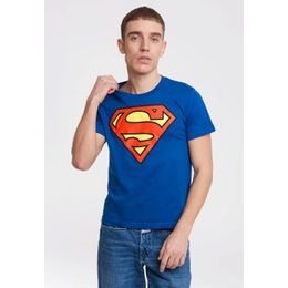 T-Shirt logoshirt "DC - Superman Logo Clean", Herren, Gr. S, blau, 100% Baumwolle, unifarben, normal, Rundhals, Shirts T-Shirt, mit angesagtem Superman-Logo
