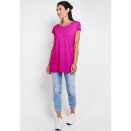 Longshirt Seidel Moden, Damen, Gr. 36, pink (magenta), Jersey, Obermaterial: 95% Viskose, 5% Elasthan, unifarben, normal Po-bedeckend, Rundhals, angeschnitten abgesteppte Kante, Shirts, MADE IN GERMANY