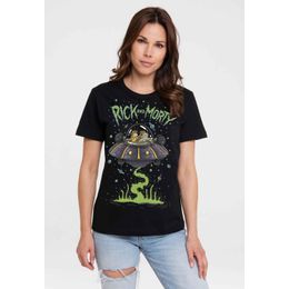 T-Shirt logoshirt "Rick & Morty - Raumschiff", Damen, Gr. 4XL, schwarz, 100% Baumwolle, bedruckt, normal, Rundhals, Shirts T-Shirt, mit lizenziertem Print
