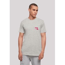 T-Shirt F4NT4STIC "Dänemark Flagge Denmark", Herren, Gr. S, grau (erdgrau), Obermaterial: 100% Baumwolle, regular fit, Rundhals, ohne Bündchen, Shirts, Print