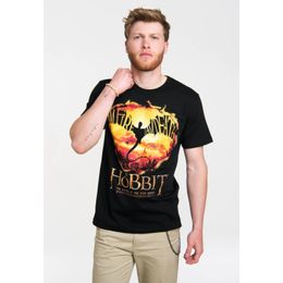 T-Shirt logoshirt "I Am Fire, I Am Death - Hobbit", Herren, Gr. L, orange (schwarz, orange), 100% Baumwolle, bedruckt, normal, Rundhals, Shirts, mit coolem Print