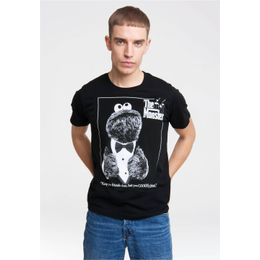 T-Shirt logoshirt "Sesamstrasse - Kr&uuml;melmonster Pate", Damen, Gr. L, schwarz, 100% Baumwolle, bedruckt, normal, Rundhals, Shirts T-Shirt, mit coolem Print