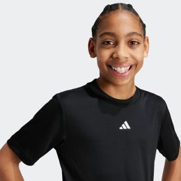 T-Shirt adidas Sportswear "J TR-ES T", Jungen, Gr. 116, schwarz-weiß (schwarz, weiß), Obermaterial: 100% Polyester, Rundhals, Shirts