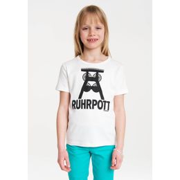 T-Shirt logoshirt "Ruhrpott", Mädchen, Gr. 104/116, schwarz-weiß (weiß, schwarz), 100% Baumwolle, bedruckt, normal, Rundhals, Shirts, mit lizenziertem Originaldesign