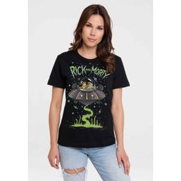 T-Shirt logoshirt "Rick & Morty - Raumschiff", Damen, Gr. XL, schwarz, 100% Baumwolle, bedruckt, normal, Rundhals, Shirts T-Shirt, mit lizenziertem Print