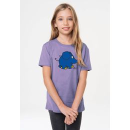 T-Shirt logoshirt "Sendung mit der Maus - Elefant T&ouml;r&ouml;", M&auml;dchen, Gr. 152, lila, 100% Baumwolle, unifarben, normal, Rundhals, Shirts T-Shirt, mit coolem Print