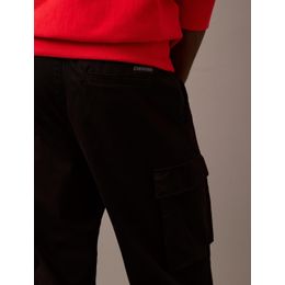 Cargohose Calvin Klein Jeans "CO PULL ON STRAIGHT CARGO PANT", Herren, Gr. XL, N-Gr, schwarz, Web, Obermaterial: 95% Baumwolle, 5% Elasthan, unifarben, straight fit lang, Hosen, in Unifarbe
