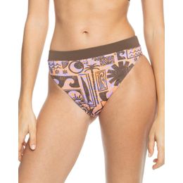Bikini-Hose Roxy "Throw Back", Damen, Gr. M, US-Größen, braun (rain drum fibi), 87% Nylon, 13% Elasthan, Badehosen