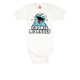 Body logoshirt, Jungen, Gr. 74/80, EURO-Gr&ouml;&szlig;en, wei&szlig;, 100% Baumwolle, bedruckt, normal, Rundhals, Bodys Body, Sesamstra&szlig;e mit Druckkn&ouml;pfen