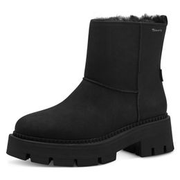 Winterboots Tamaris, Damen, Gr. 38, schwarz, Nubuklederimitat, unifarben, Schuhe Winterboots, Blockabsatz, Winterstiefelette, Outdoorschuh mit Duo Tex-Ausstattung